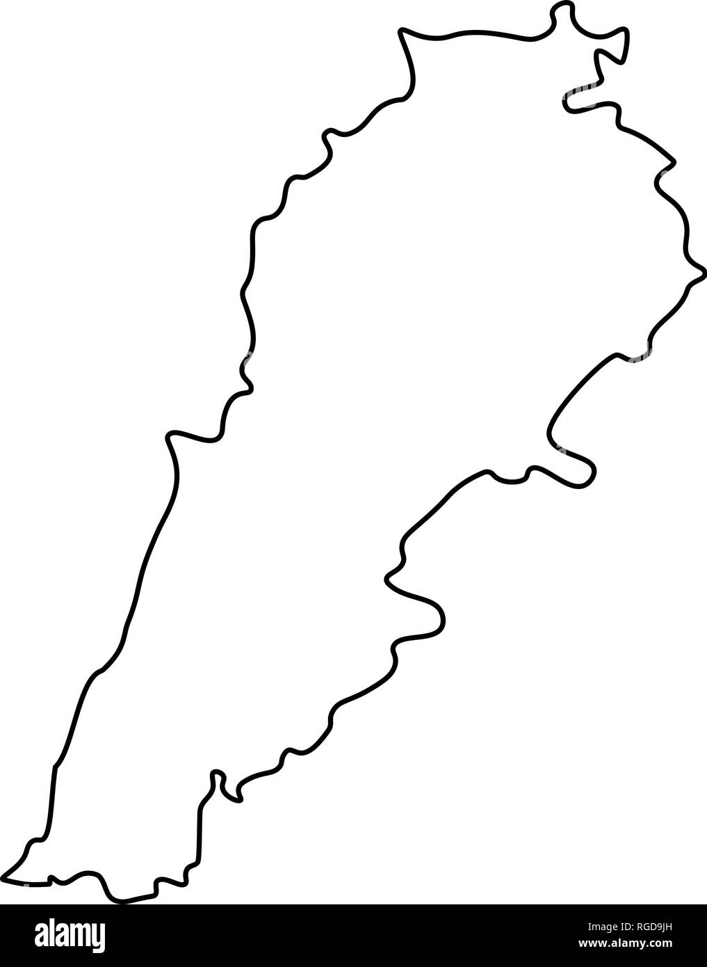 La carte du Liban - contour. Silhouette de Liban map vector ...