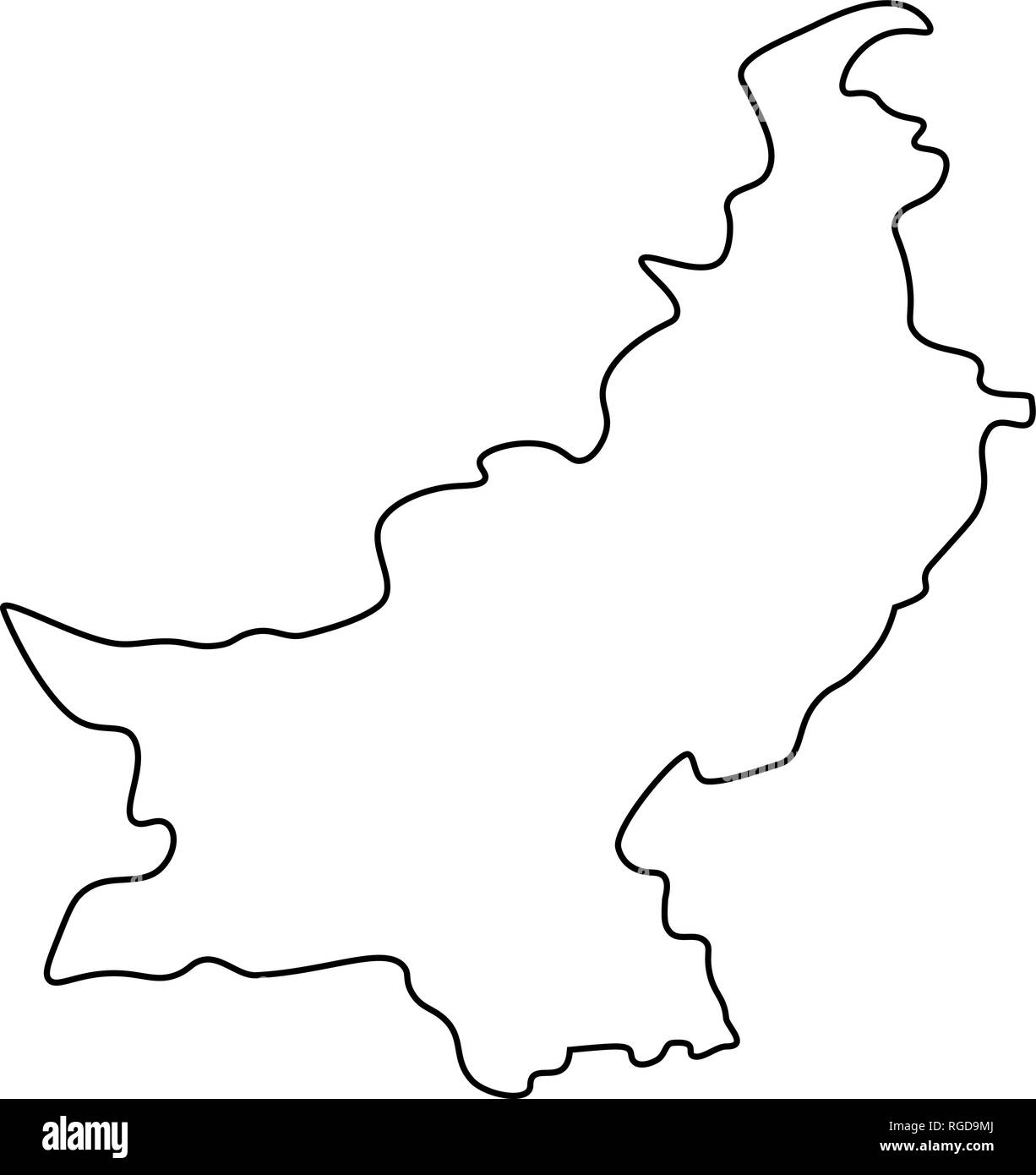 La carte du Pakistan - contour. Silhouette of Pakistan map vector ...