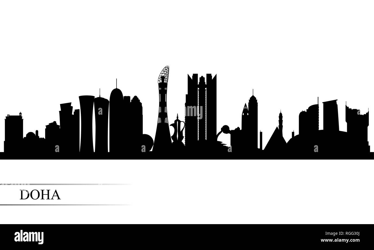 Doha city skyline silhouette background, vector illustration Image ...