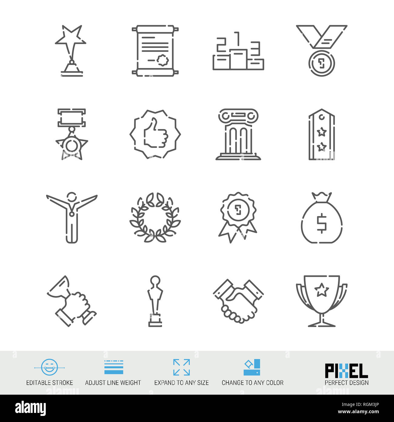 Définir l'icône de la ligne. Les prix des icônes linéaire. La réussite ...
