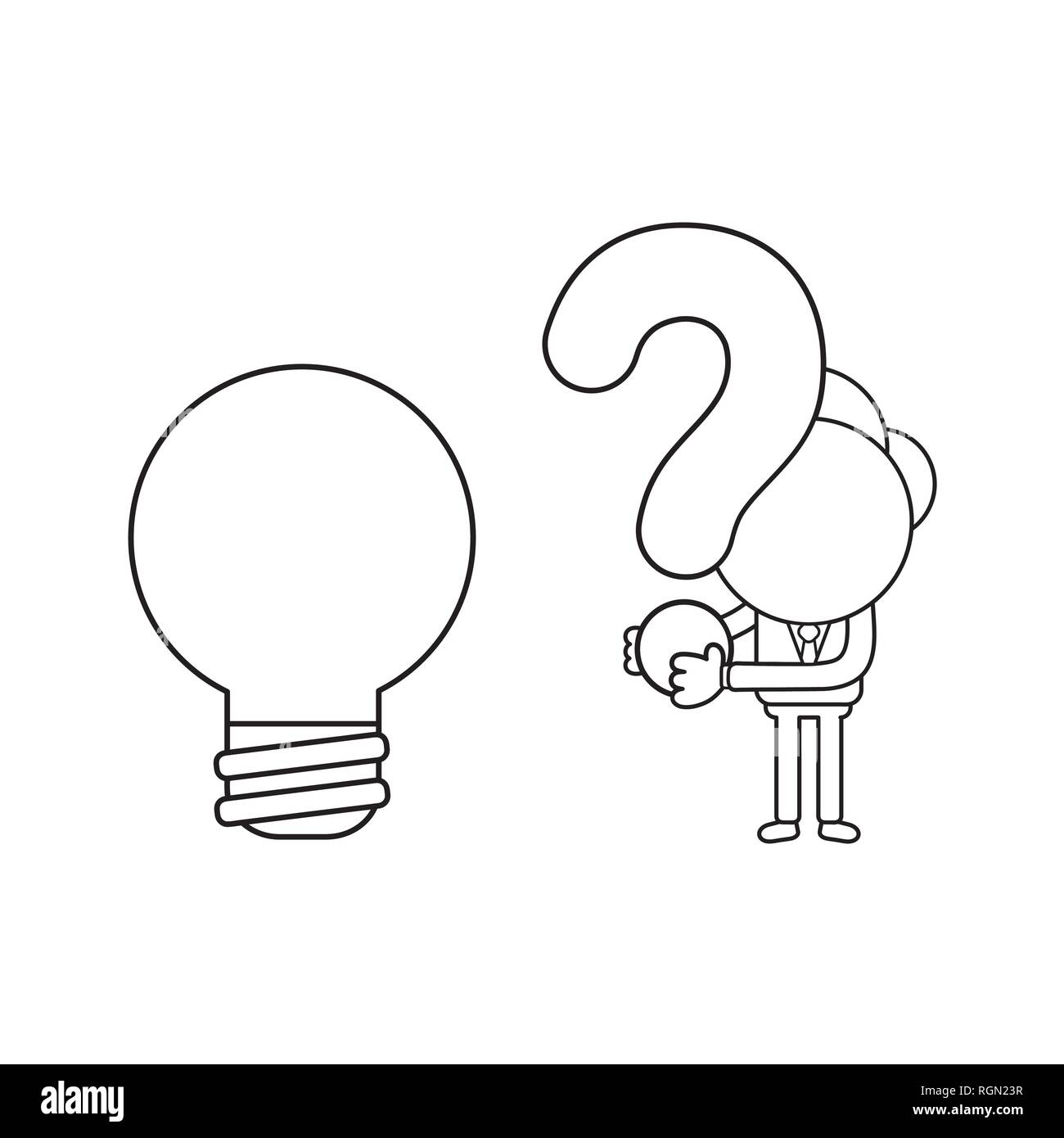 Cartoon character question mark brain Banque d'images noir et blanc - Alamy
