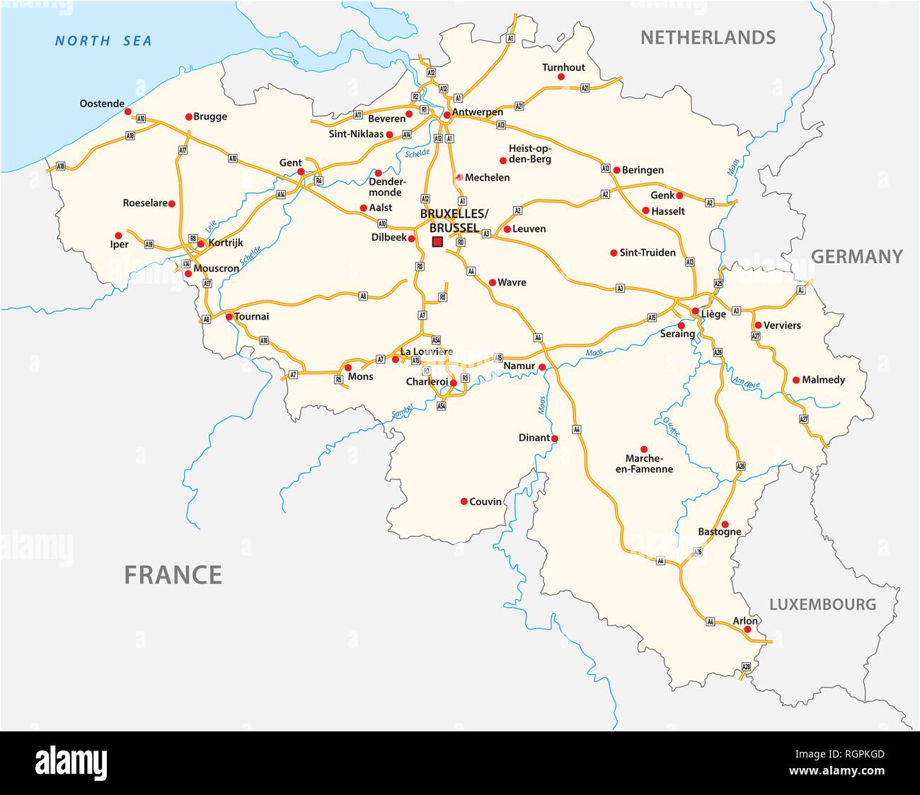 Route belge Banque d'images vectorielles - Alamy