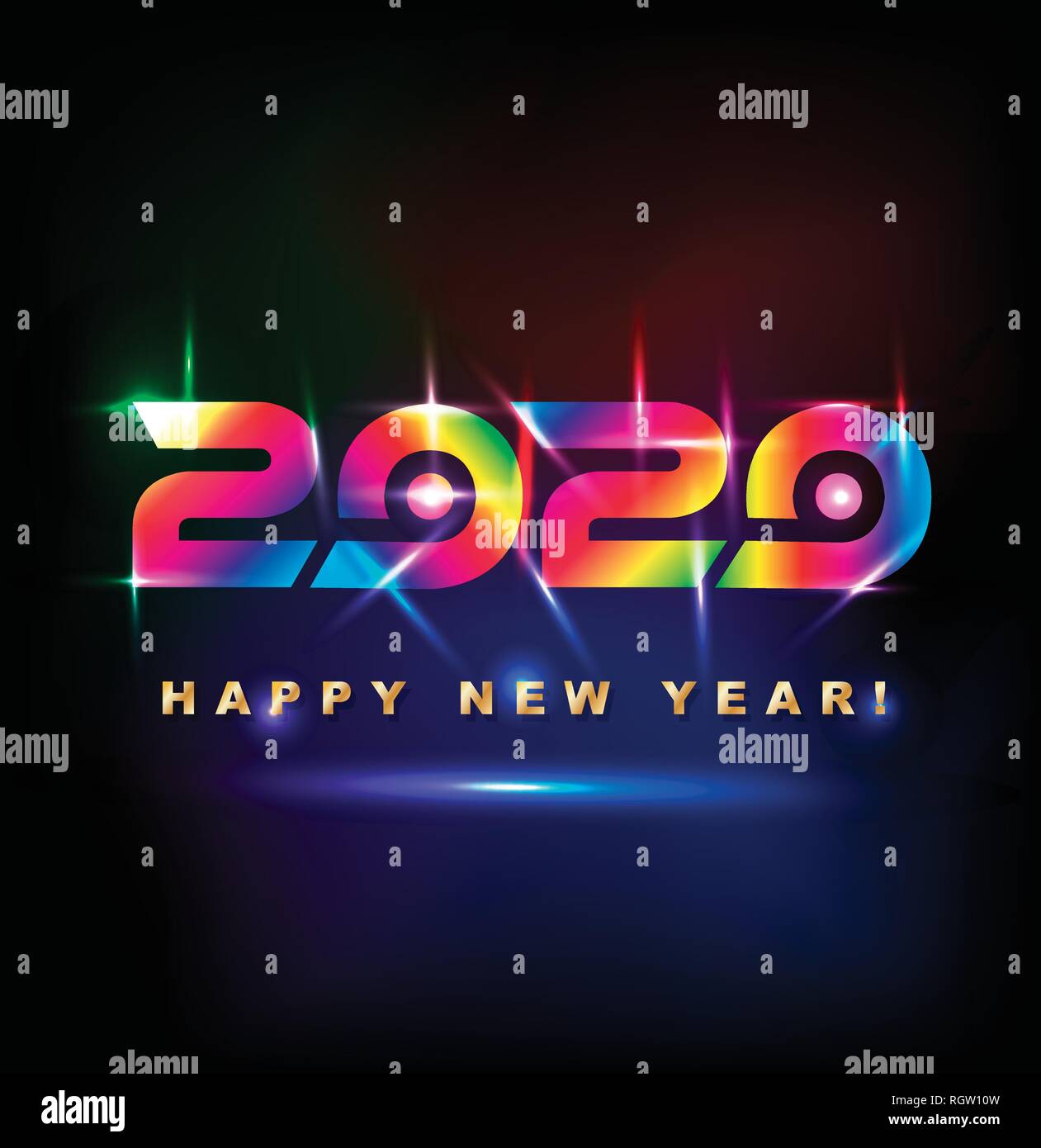 Bonne Année 2020 de couleur avec l'effet projecteur Image Vectorielle ...