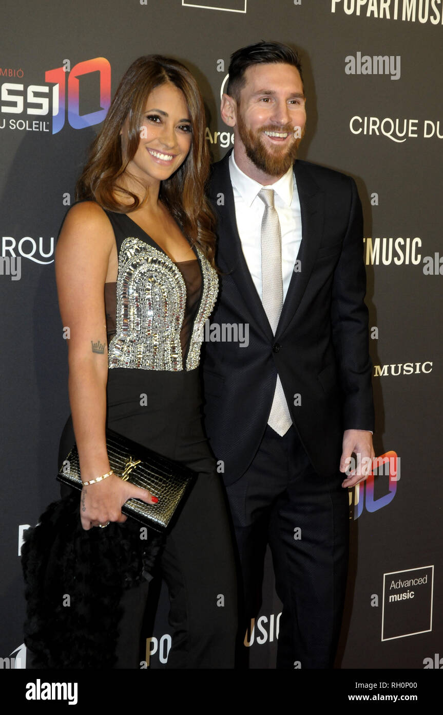 Barcelone, Espagne. 31 janvier 2019. Leo Messi et sa femme Antonella ...