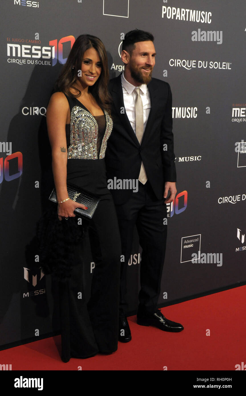 Barcelone, Espagne. 31 janvier 2019. Leo Messi et sa femme Antonella ...