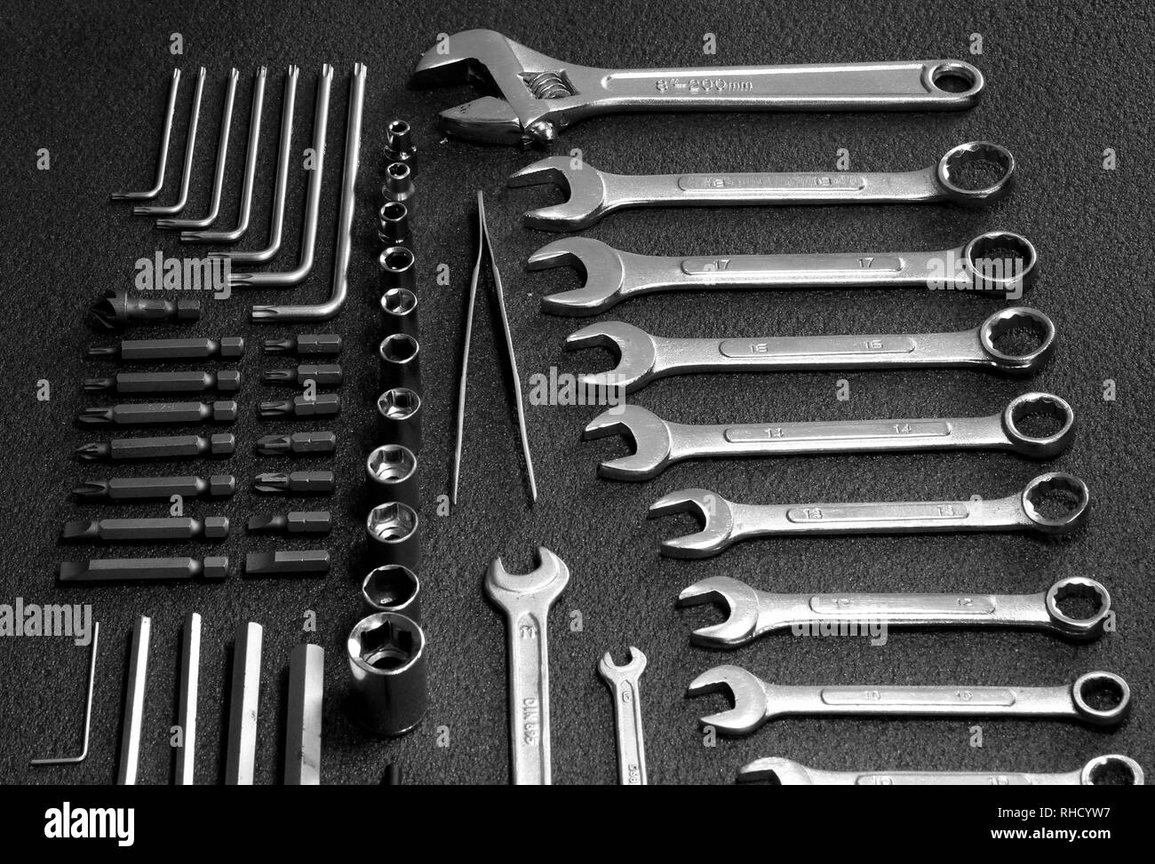Outils mecanique Banque d'images noir et blanc - Alamy