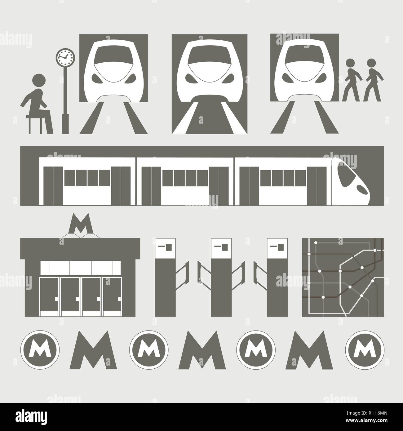 Symboles de métro. concept de transport Illustration vectorielle, EPS ...