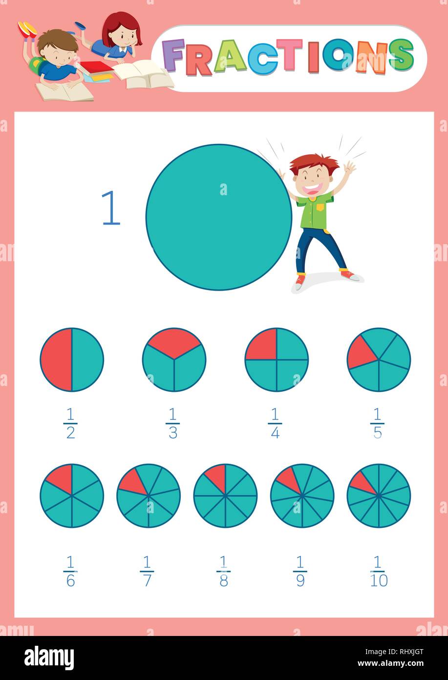 Une feuille de fractions mathématiques illustration Image Vectorielle ...