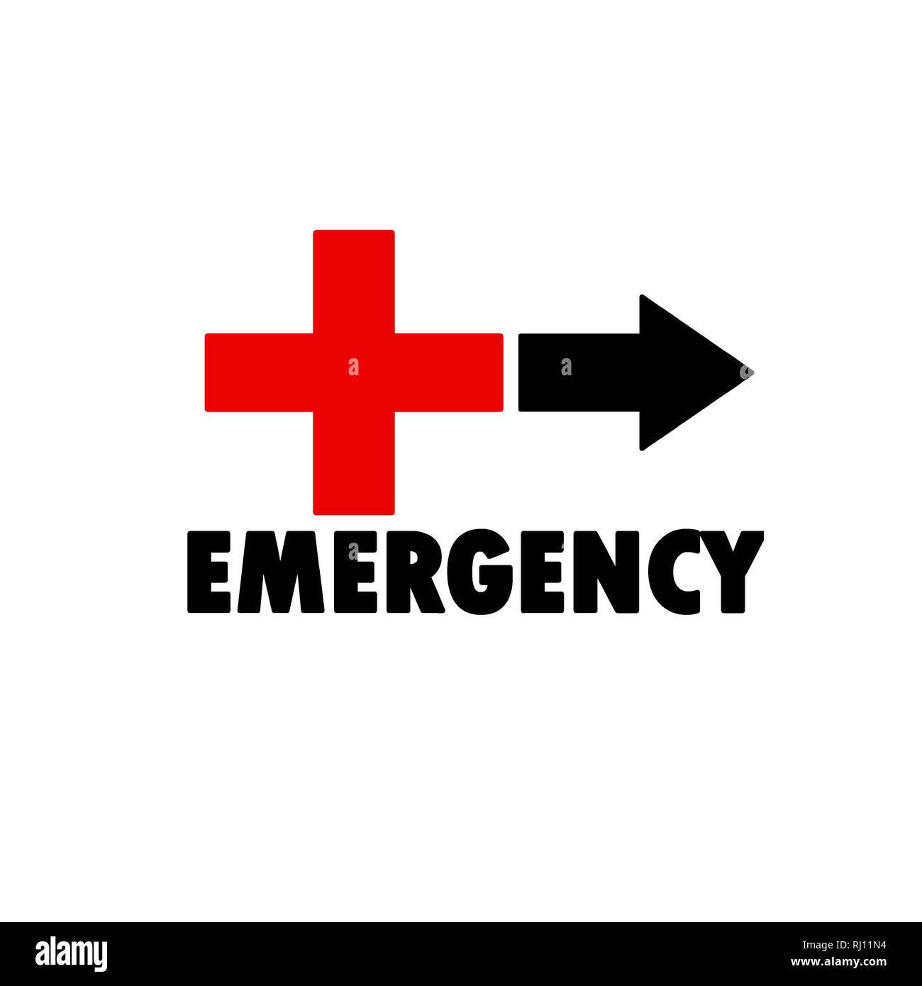 Icône de la direction de l'hôpital d'urgence symbole noir et rouge ...