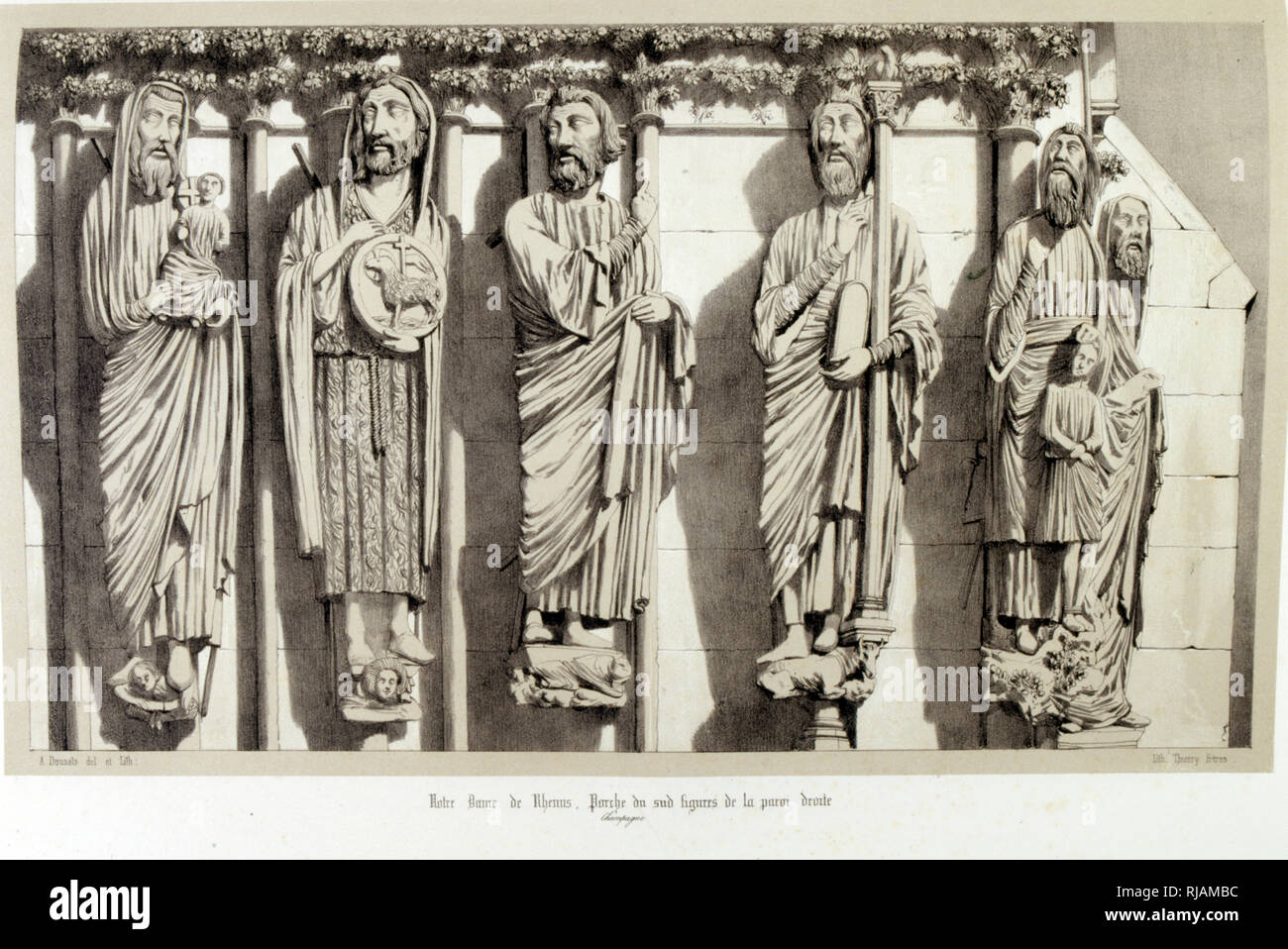 Dimensions de la Cathédrale Notre Dame de Reims, France 1857. Illustré ...