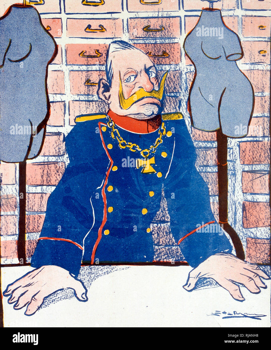 Caricature de la Mariage du Roi d'Espagne, Alphonse XIII;1906, montrant ...