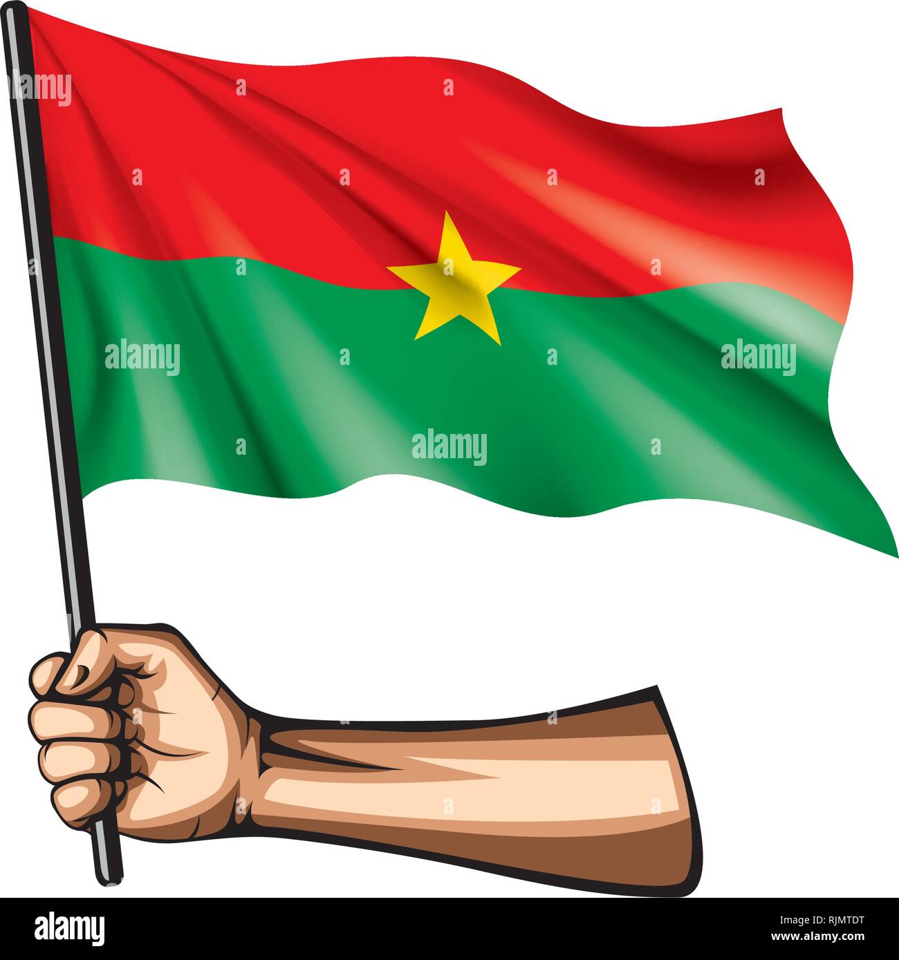 Drapeau du Burkina Faso et de la main sur fond blanc. Vector ...