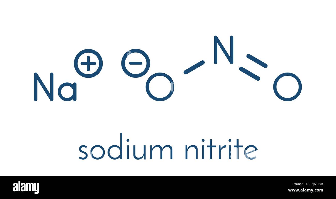 Nitrite de sodium, la structure chimique. Utilisé comme additif ...