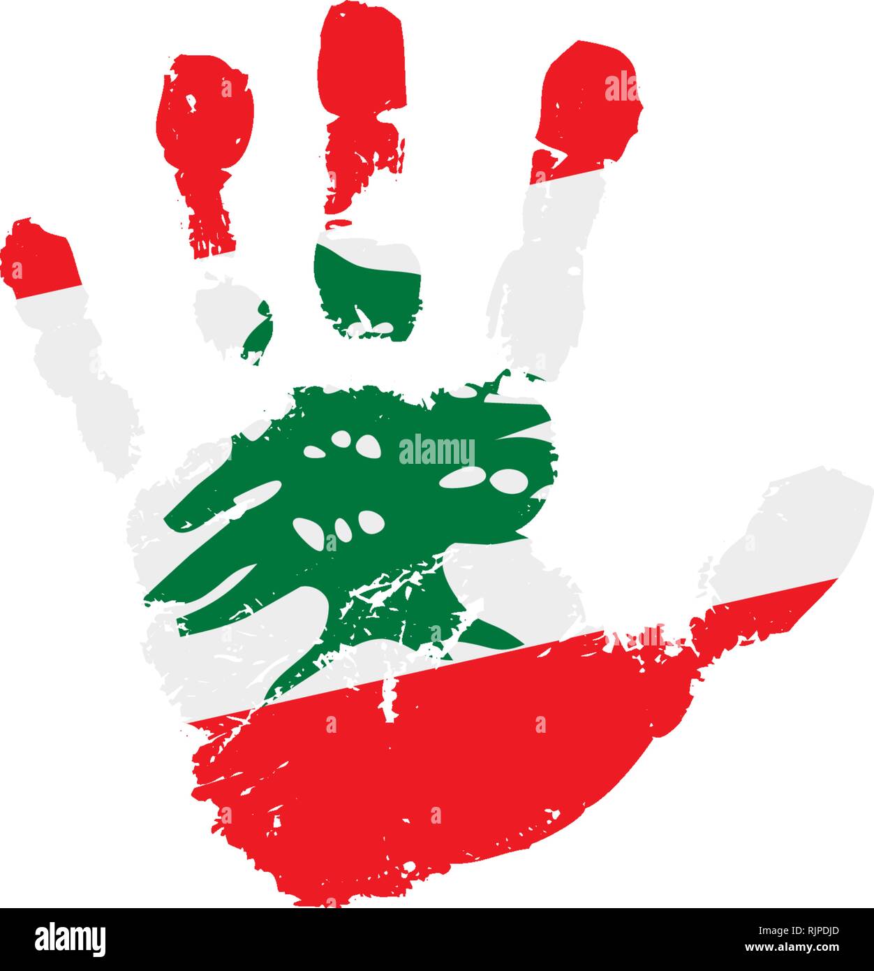 Drapeau libanais et de la main sur fond blanc. Vector illustration ...