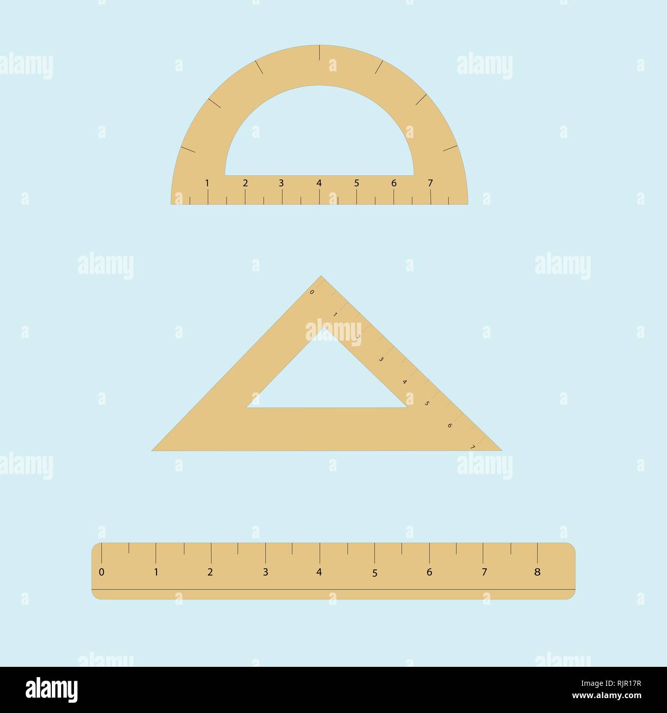 Règle transparente en plastique, triangle règle et rapporteur d'angle ...