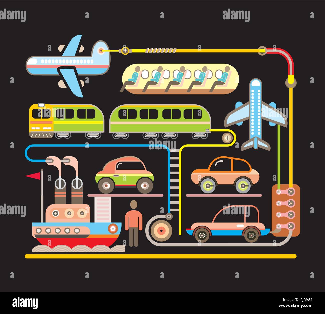 Voitures sur ferry Banque d'images vectorielles - Alamy