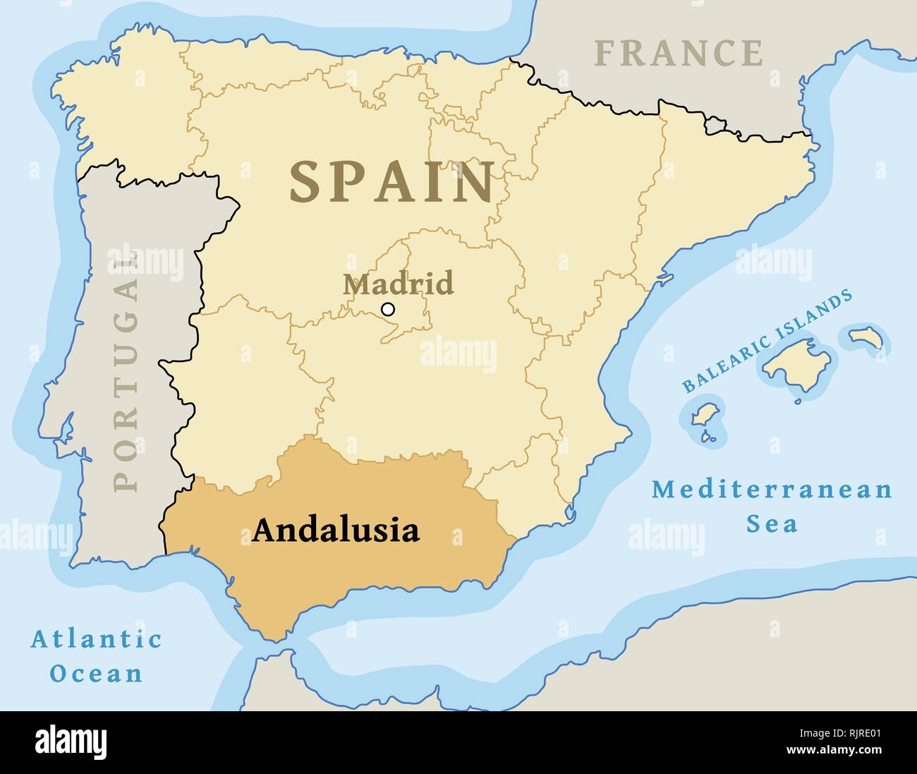 Mappa di andalusia Banque d'images vectorielles - Alamy