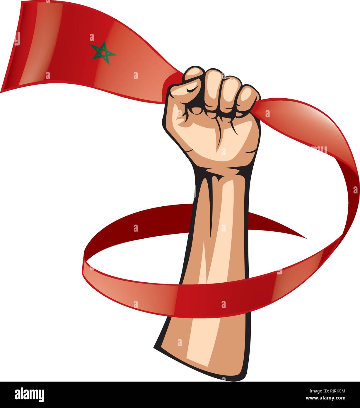 Drapeau du Maroc et de la main sur fond blanc. Vector illustration ...