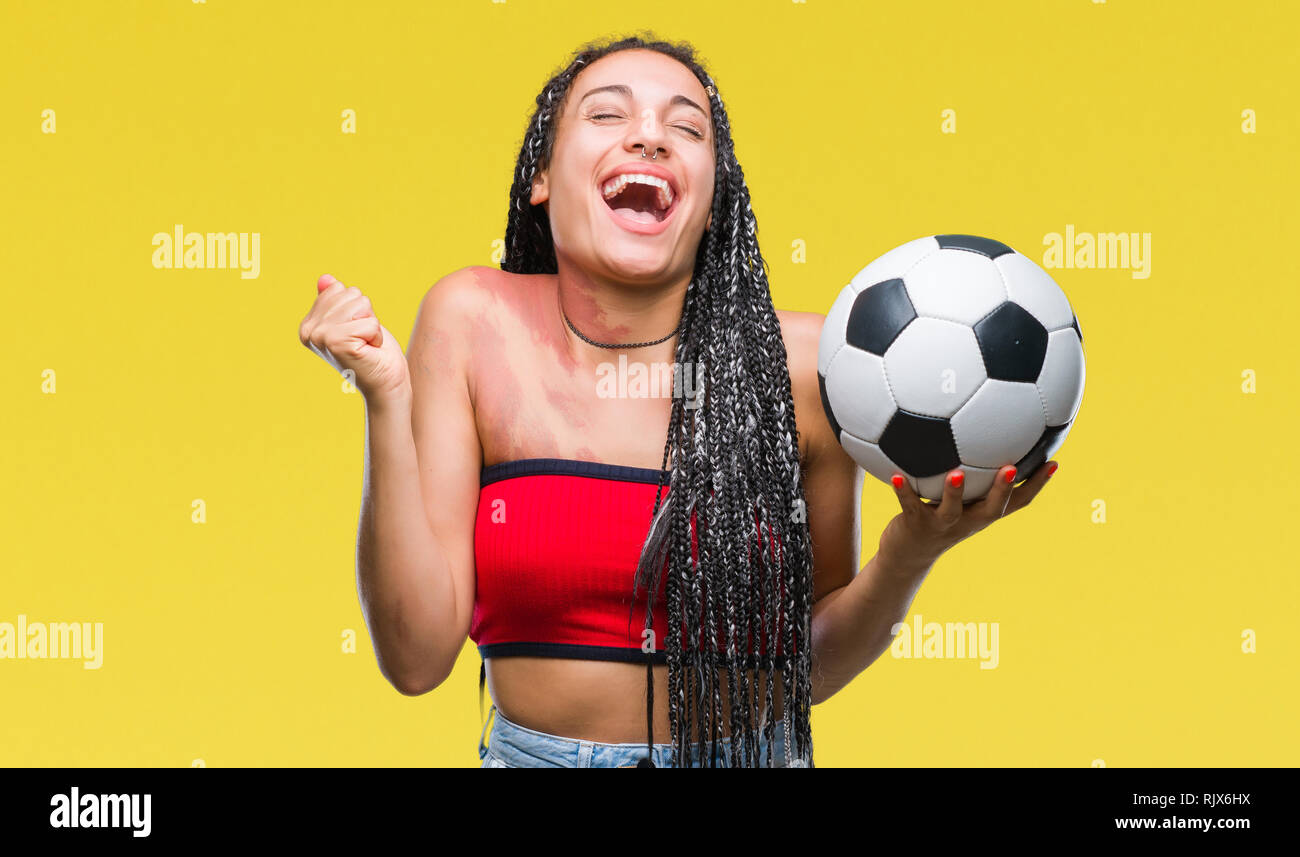 Les jeunes cheveux tressés african american avec naissance mark holding ...