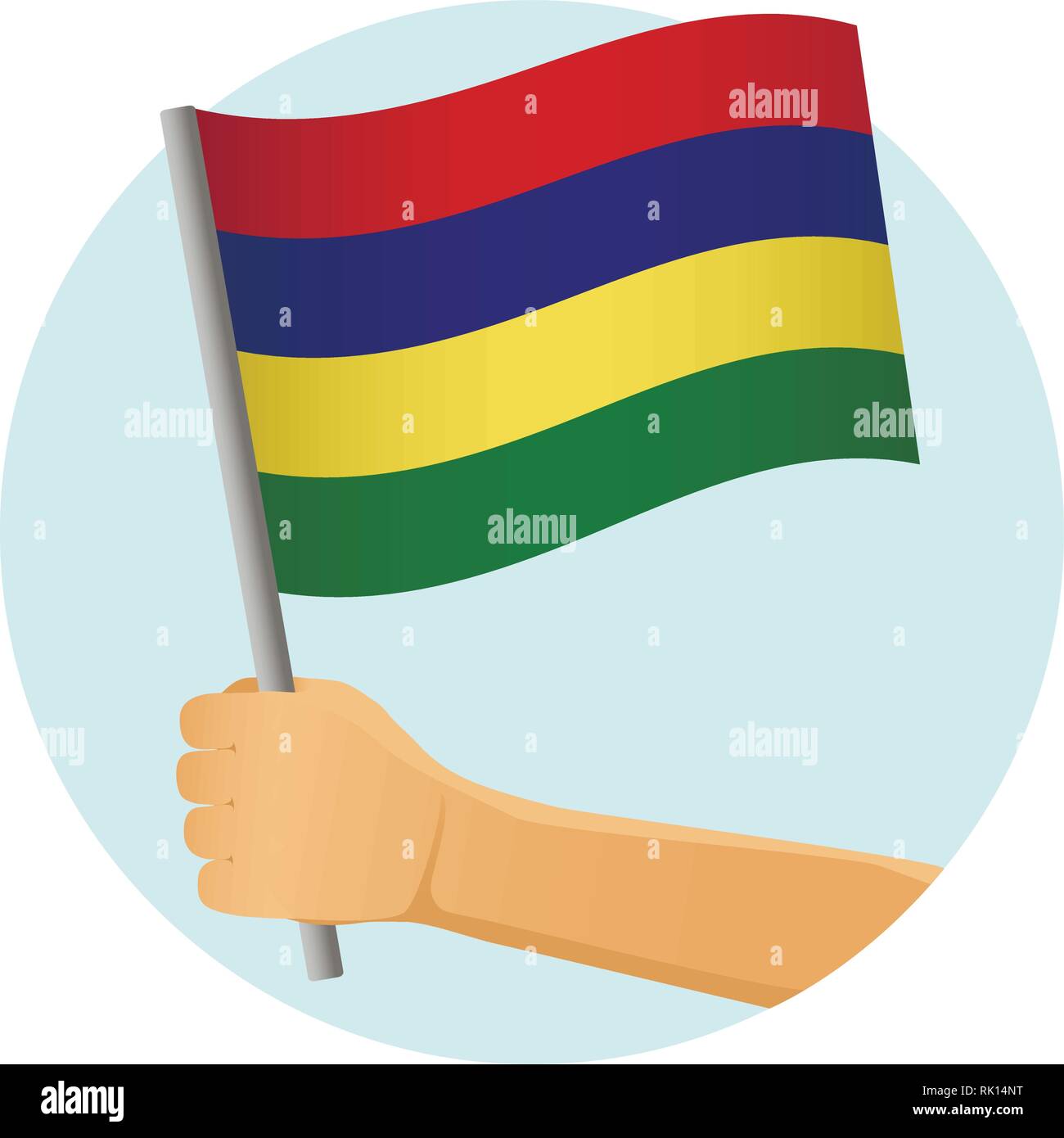 Drapeau de l'Ile Maurice dans la main. Contexte patriotique. Drapeau ...