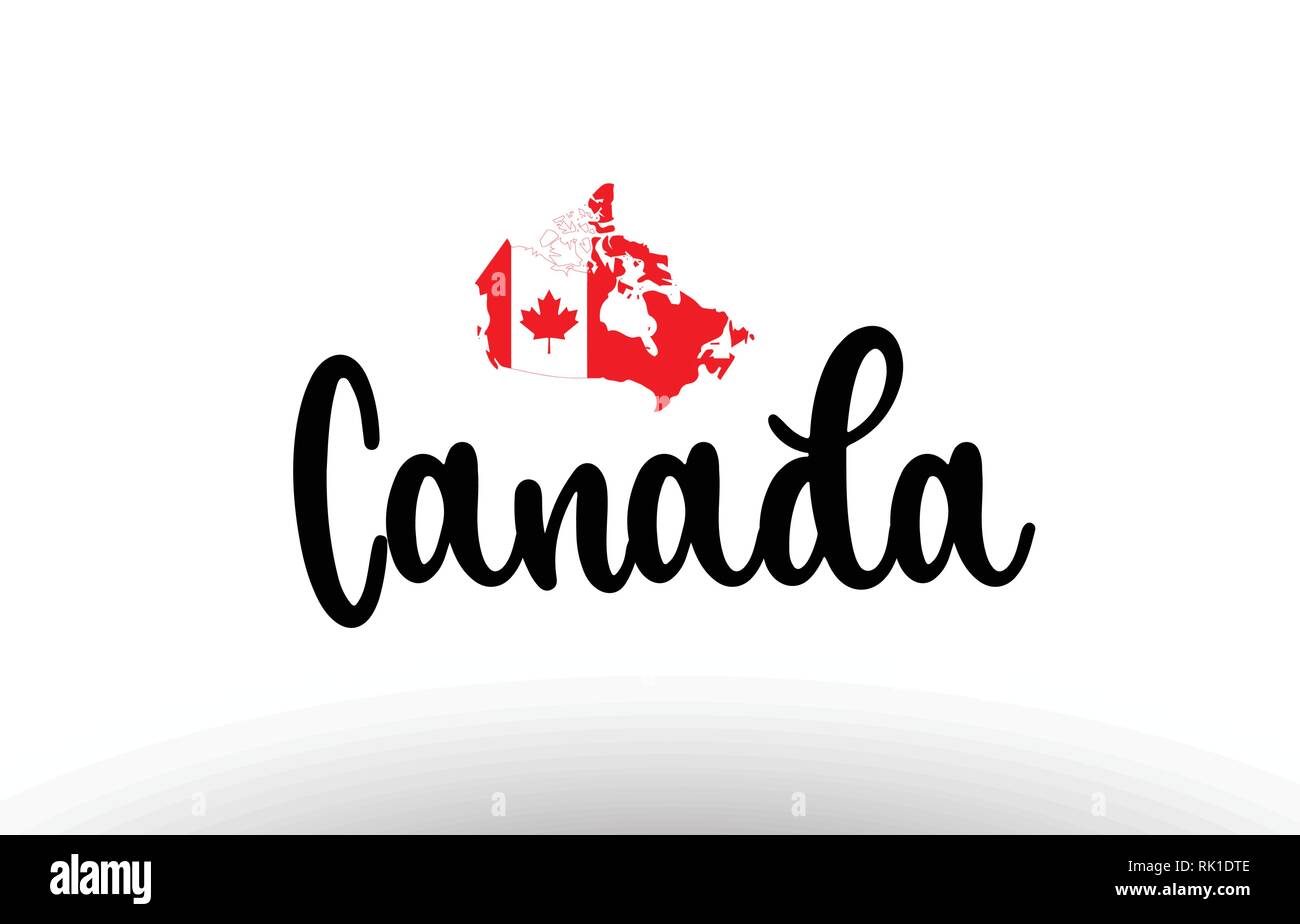 Pays Canada grand texte avec le drapeau à l'intérieur de la carte ...