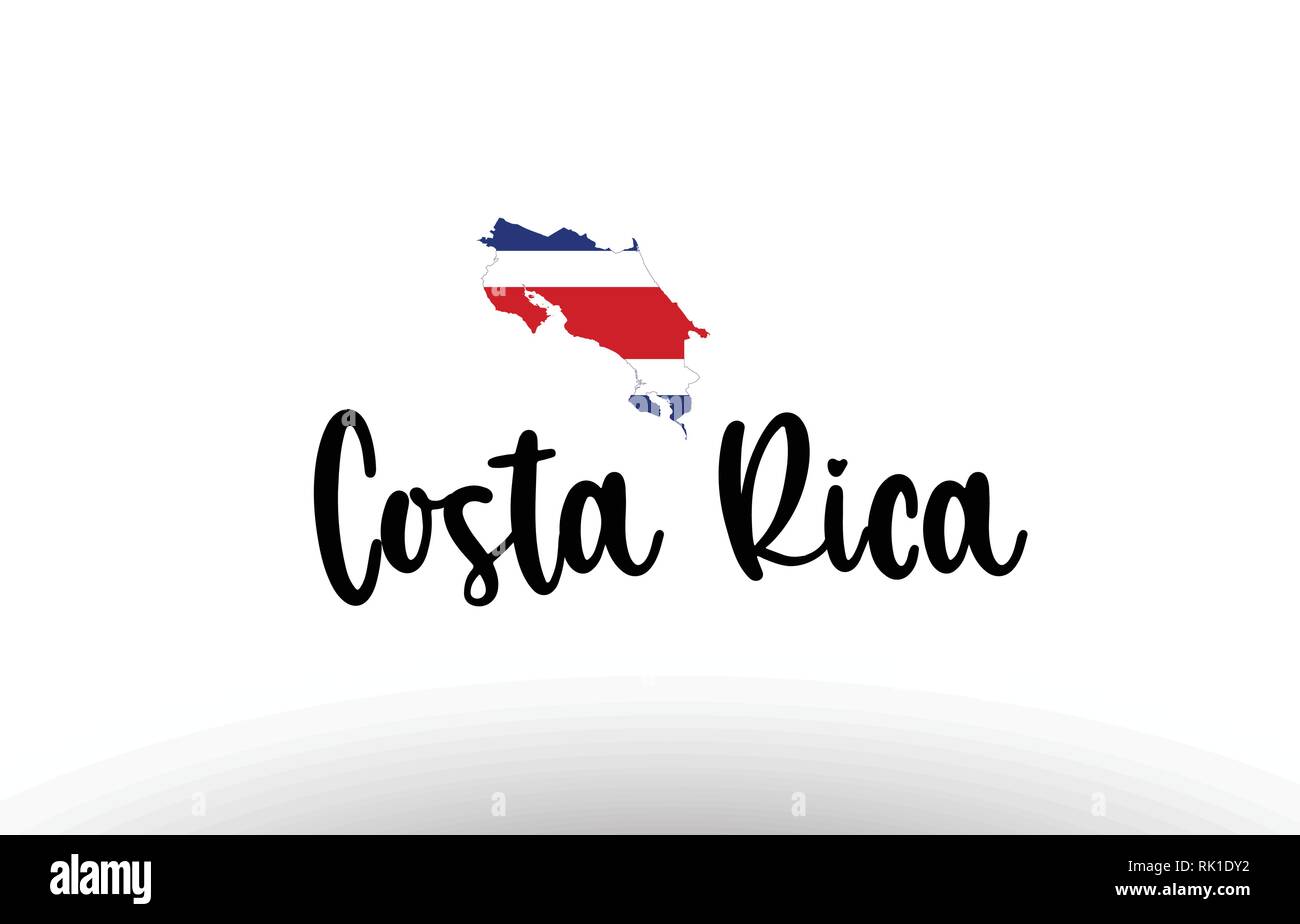 Costa Rica pays grand texte avec le drapeau à l'intérieur de la carte ...