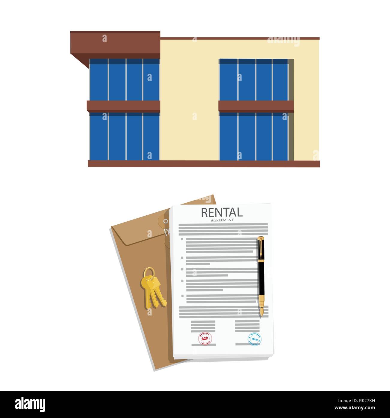 Contrat de location concept. Contrat de location, les clés, stylo et ...
