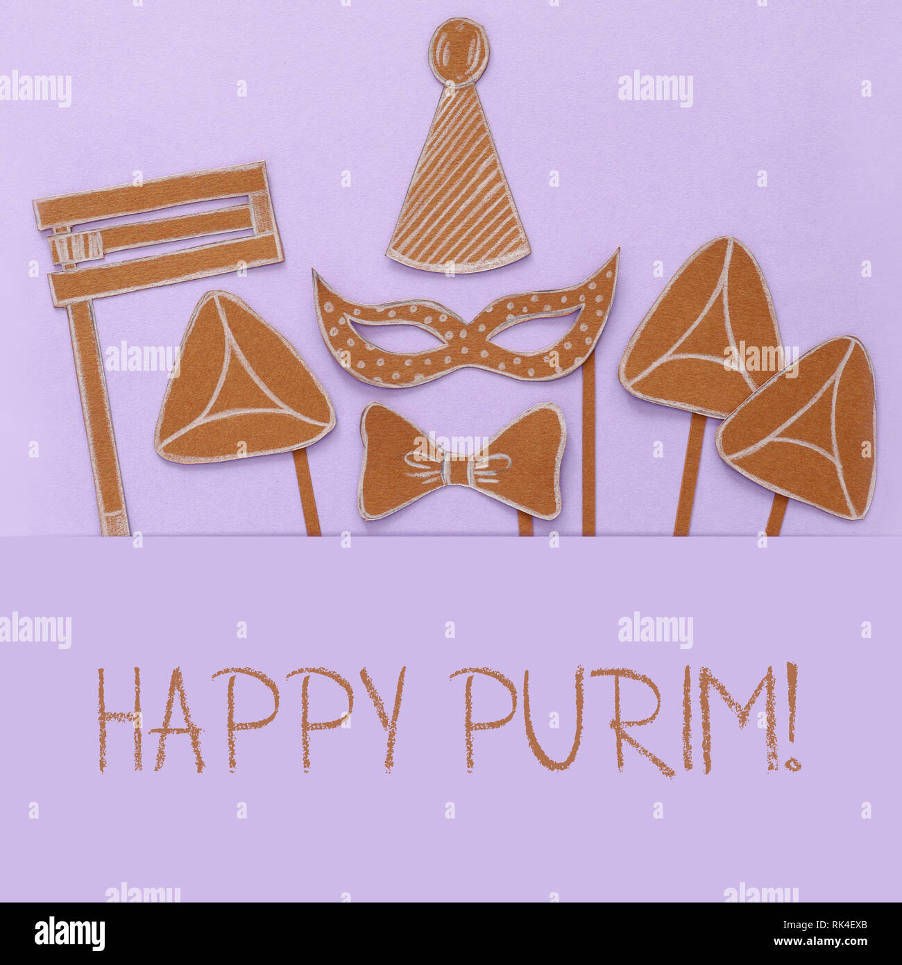 La fête de Pourim (concept de vacances Carnaval juif). Symboles ...