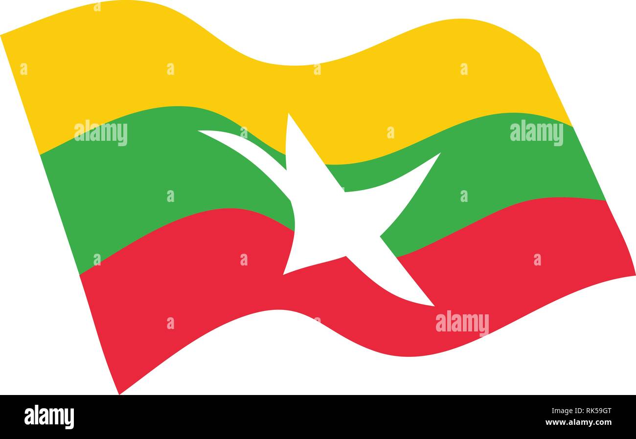 Drapeau de la République de l'Union du Myanmar. Waving Flag Birmanie ...
