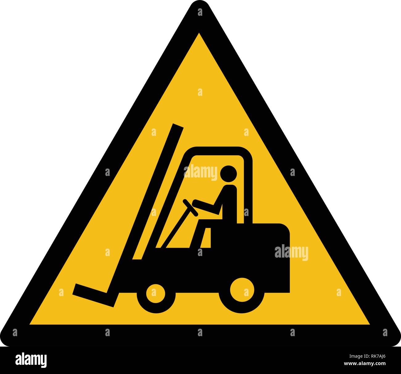 Panneau jaune d'avertissement - chariots élévateurs, autocollant label ...