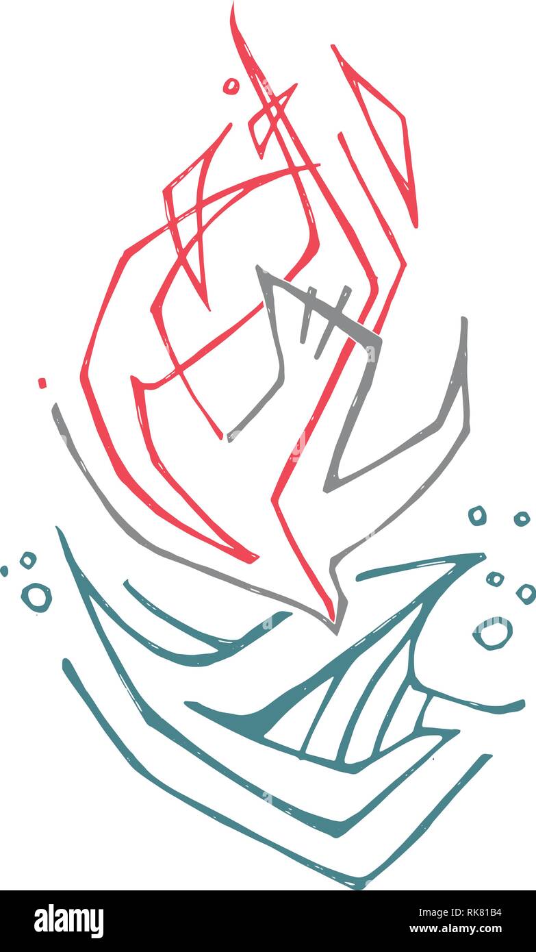 Hand drawn vector illustration ou dessin d'un symbole de l'Esprit Saint ...