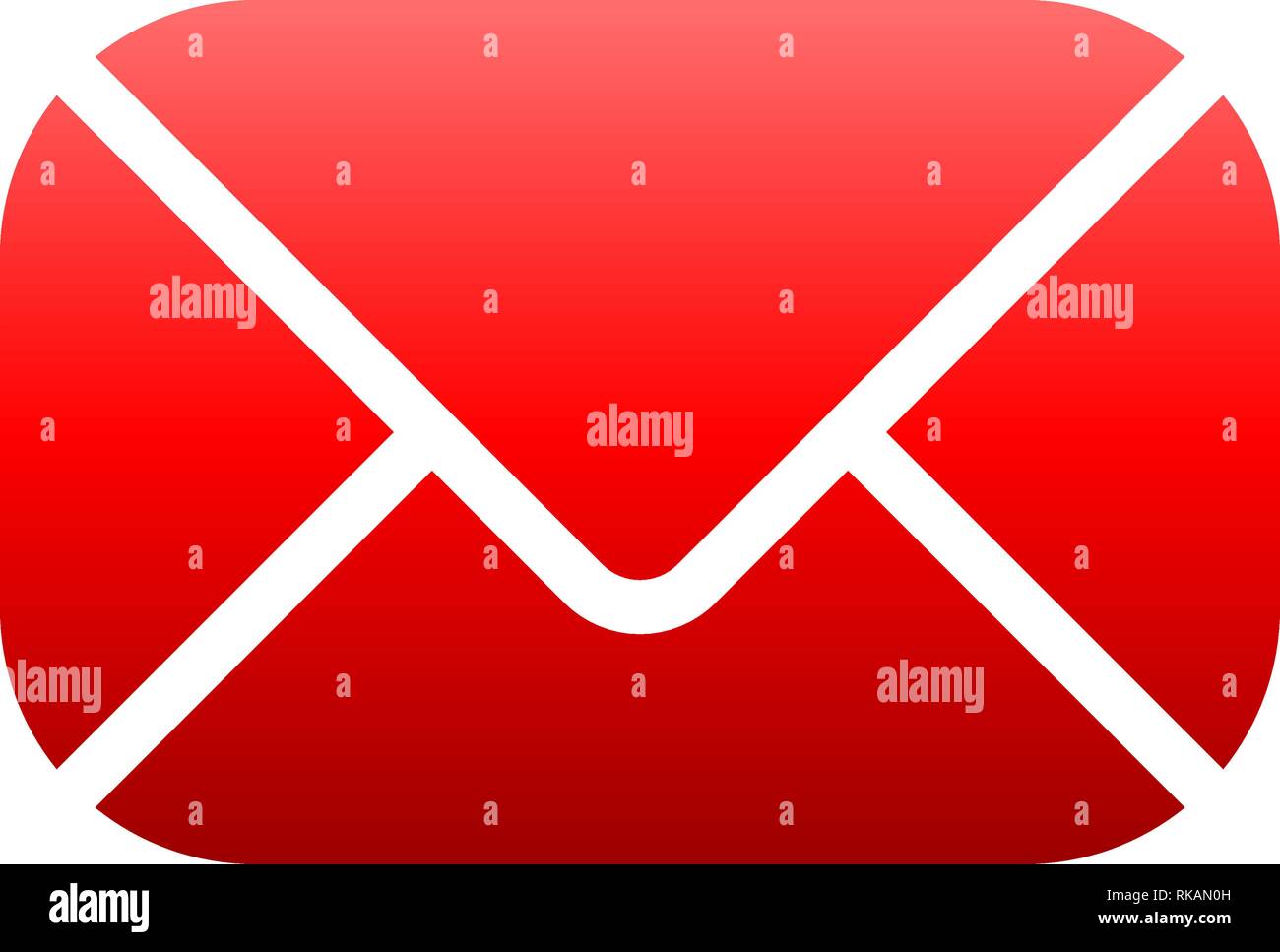 Mail'icône symbole - rouge dégradé avec angles arrondis, isolé - vector ...