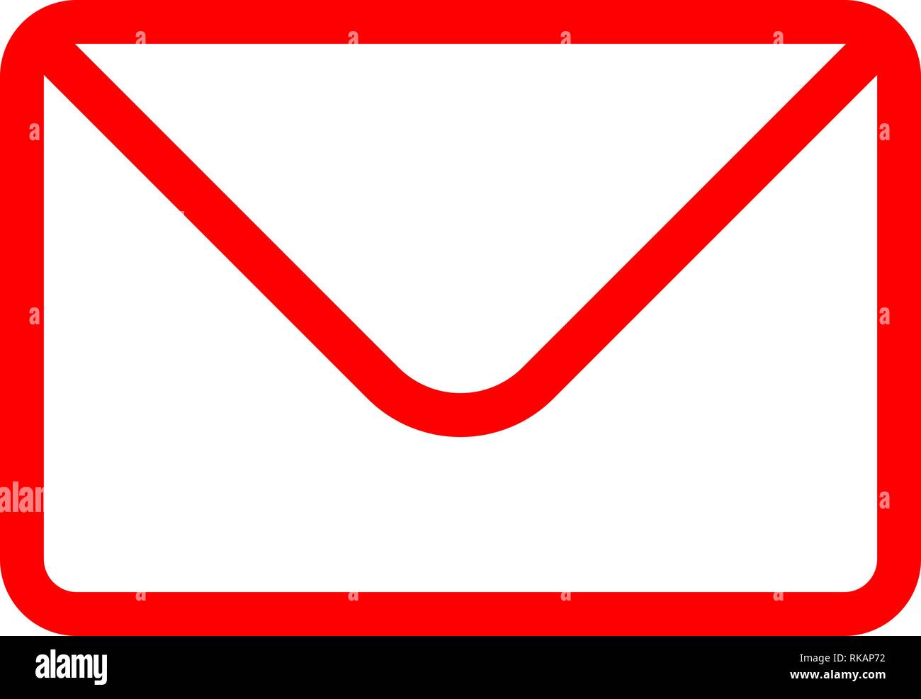 Mail'icône symbole - red simple contours avec angles arrondis, isolé ...