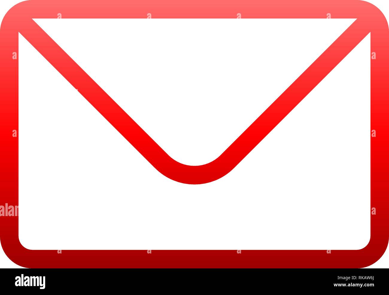 Mail'icône symbole - contour dégradé rouge à coins arrondis, isolé ...