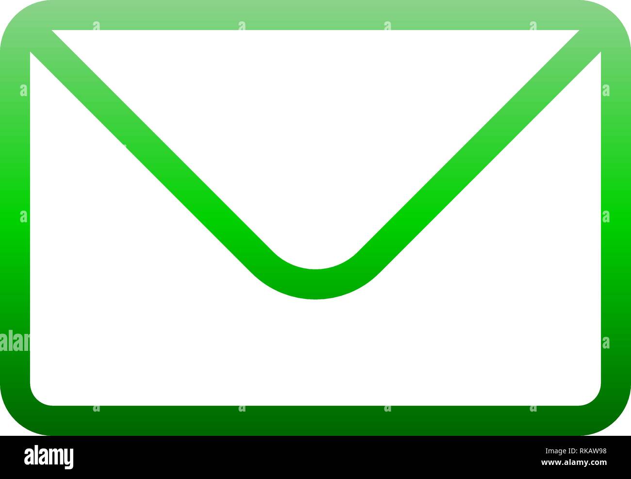 Mail'icône symbole - contour dégradé vert avec coins arrondis, isolé ...