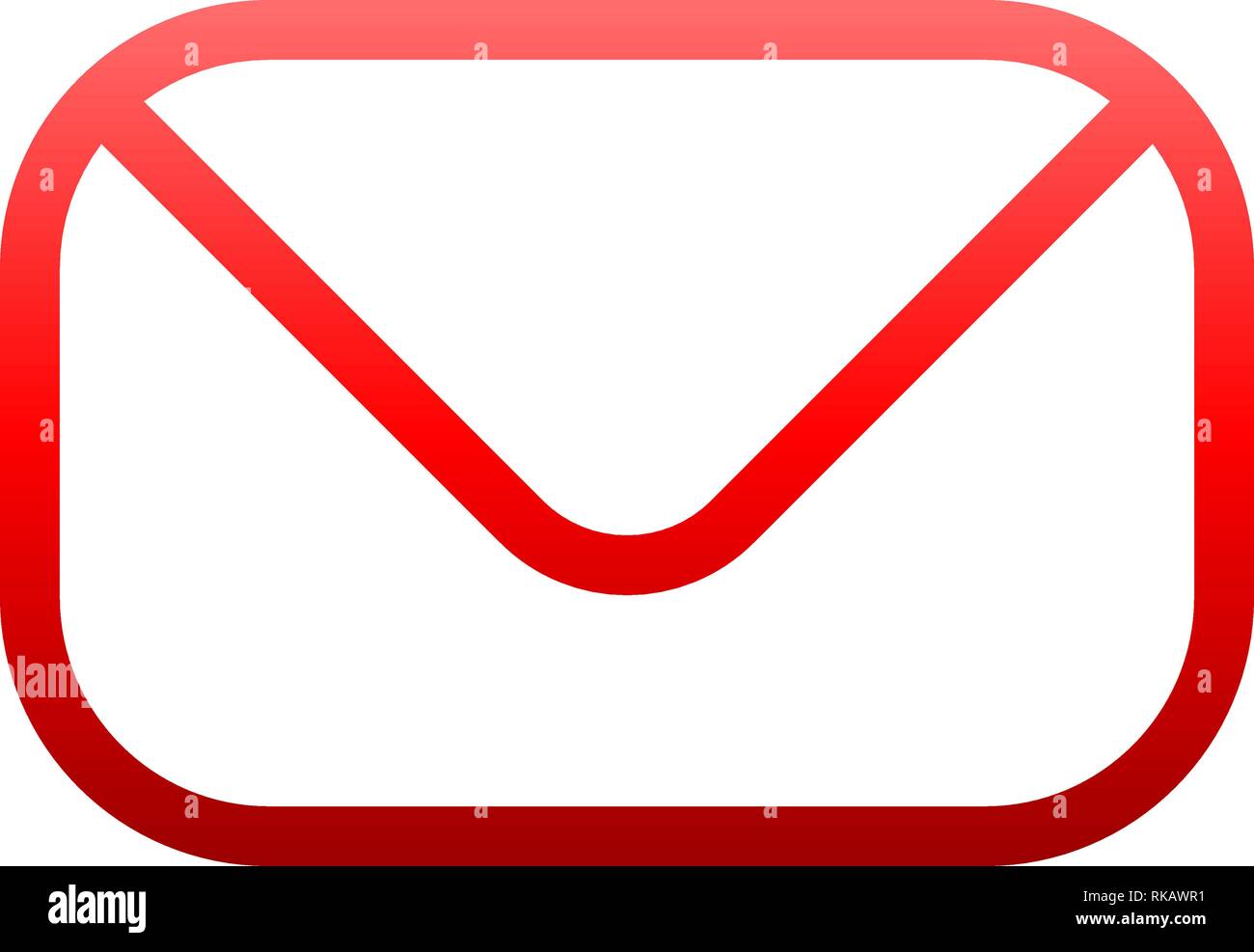 Mail'icône symbole - contour dégradé rouge à coins arrondis, isolé ...