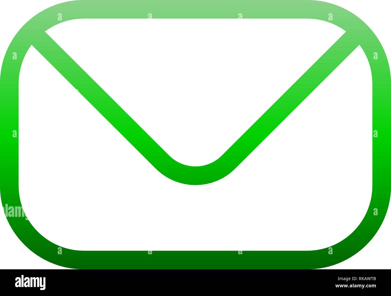 Mail'icône symbole - contour dégradé vert avec coins arrondis, isolé ...