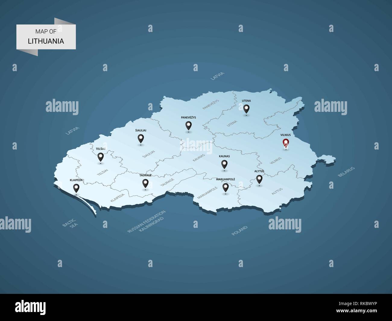Mappa di lituania 3d Banque de photographies et d’images à haute ...