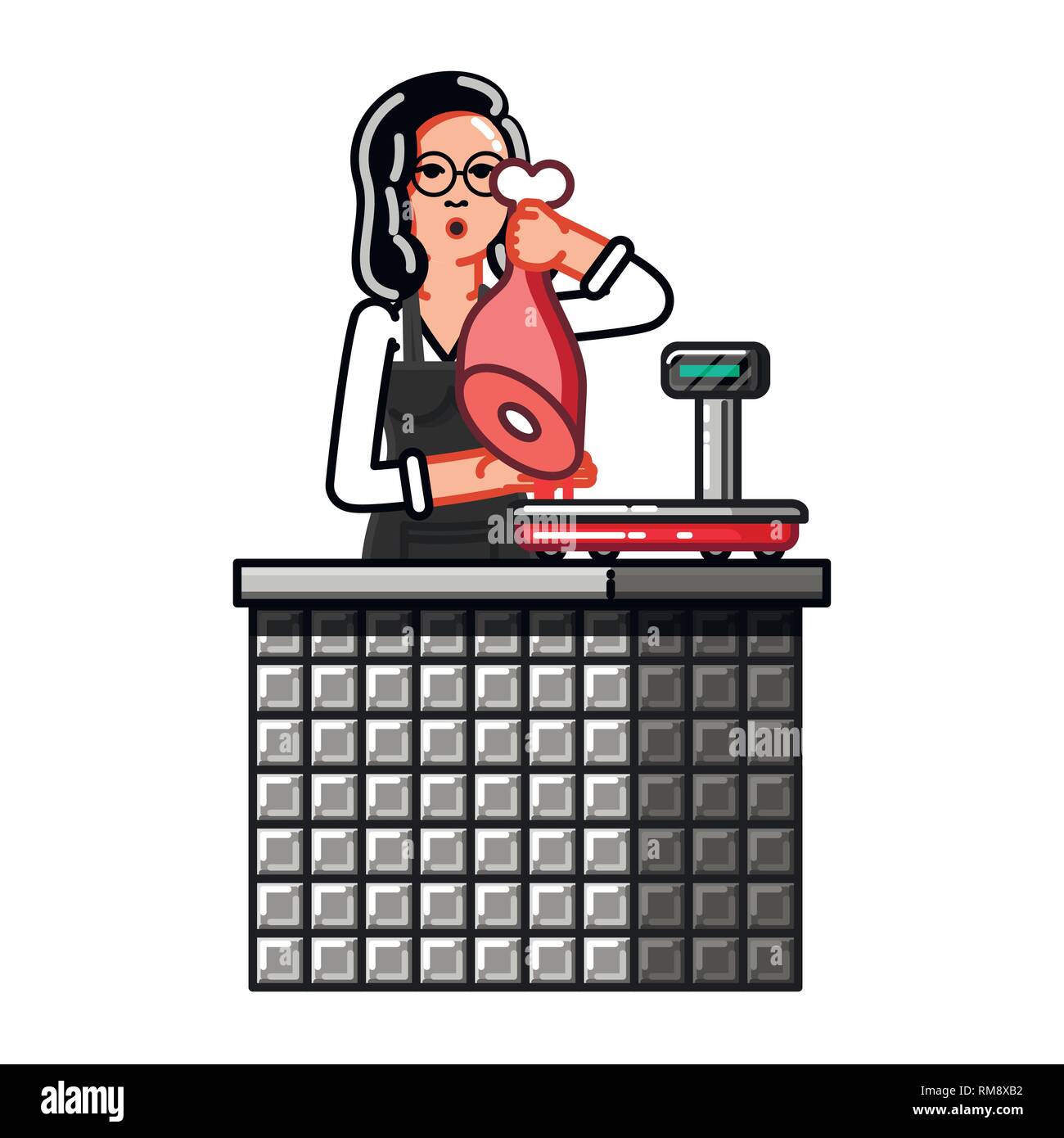 Femme pese personne Banque d'images vectorielles - Alamy