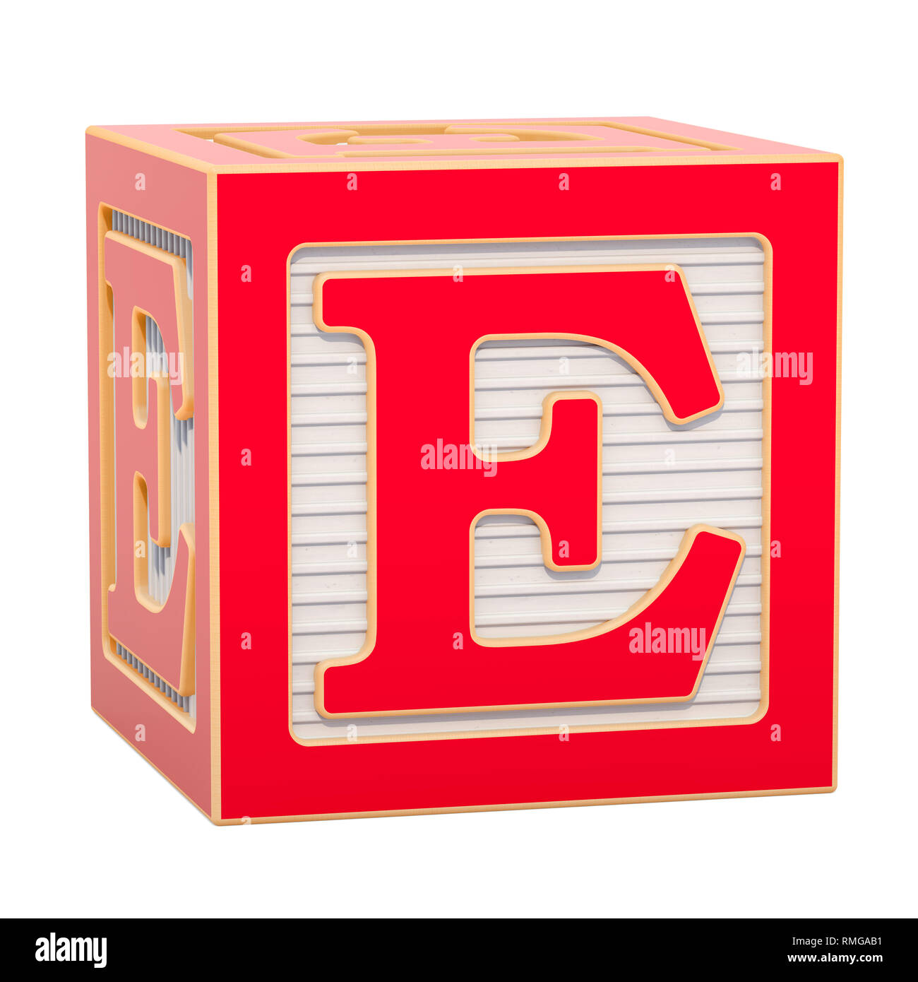 Alphabet ABC Bloc En bois avec e lettre. Le rendu 3D isolé sur fond blanc Photo Stock - Alamy