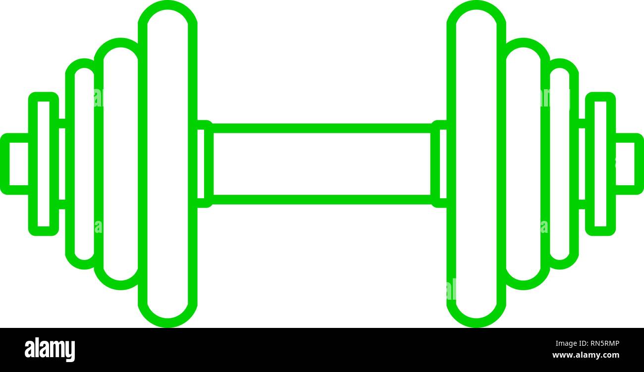 Icône Symbole poids vert - haltère réaliste contours, isolé - vector ...