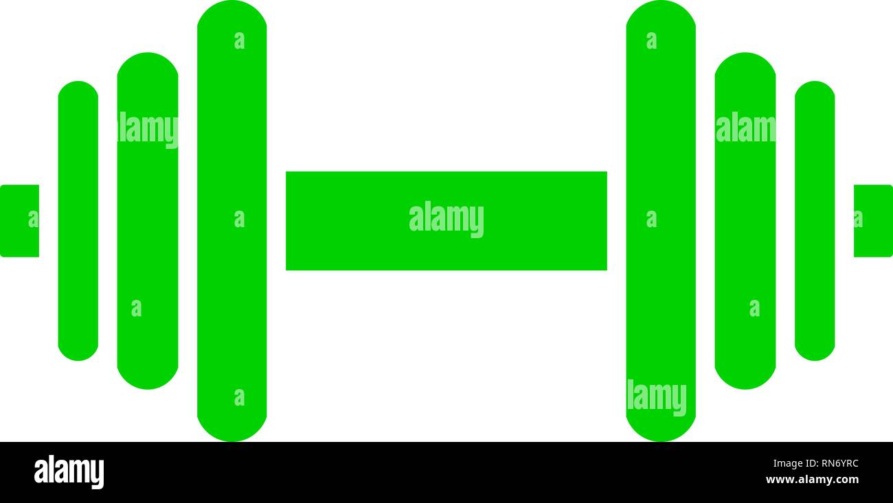 Icône Symbole poids vert - haltère minimaliste, isolé - vector ...