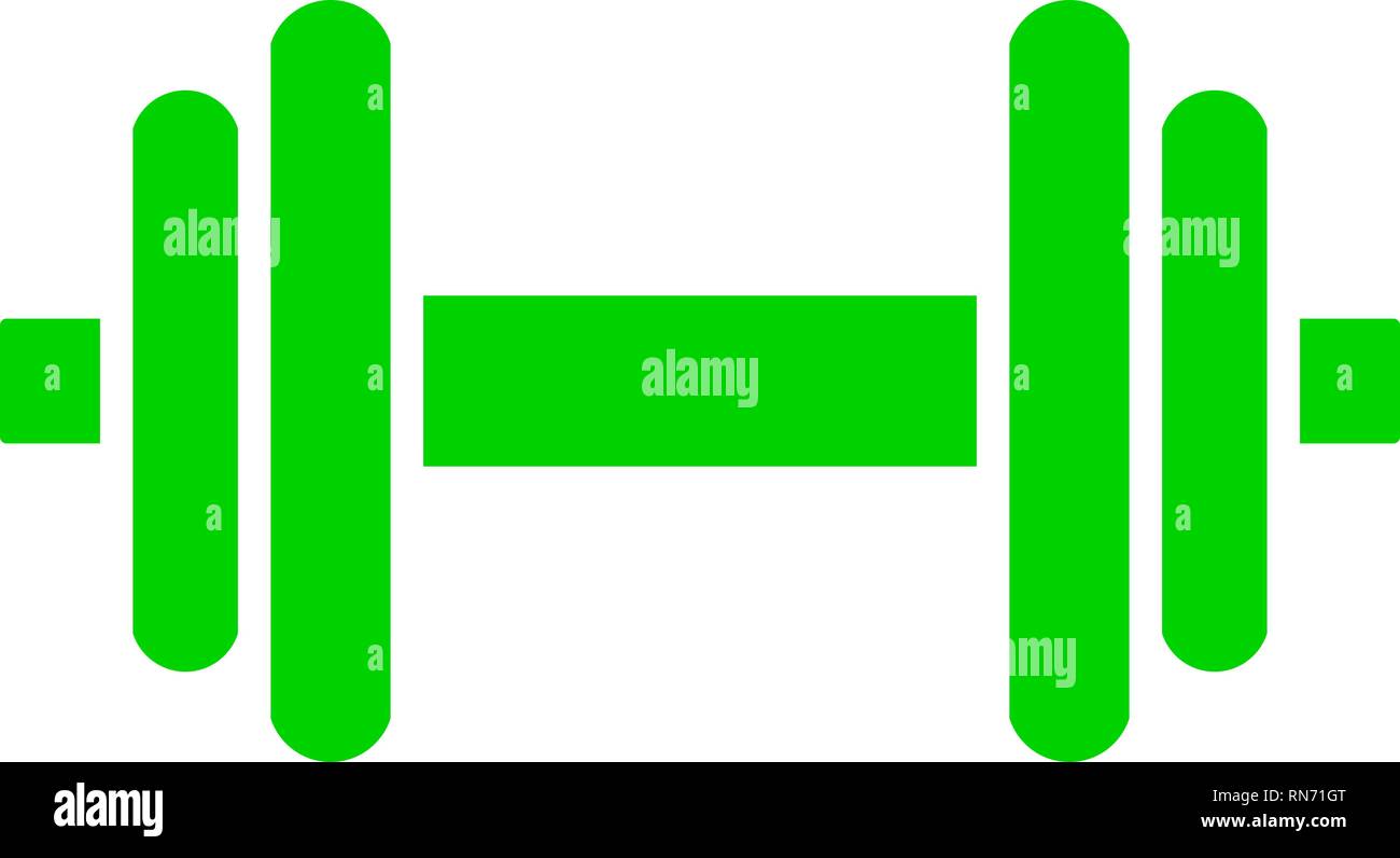 Icône Symbole poids vert - haltère minimaliste, isolé - vector ...