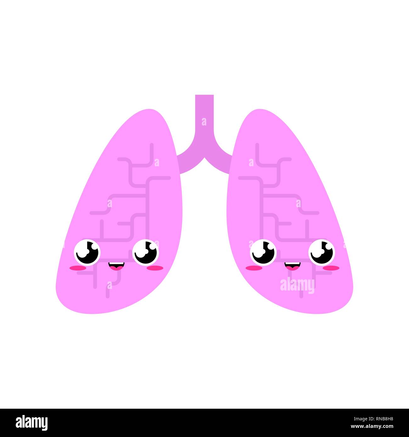Poumons Mignon. funny cartoon style d'organes internes. Anatomie ...