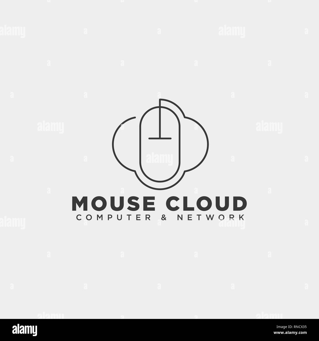 La souris modèle cloud logo icône illustration vectorielle élément ...