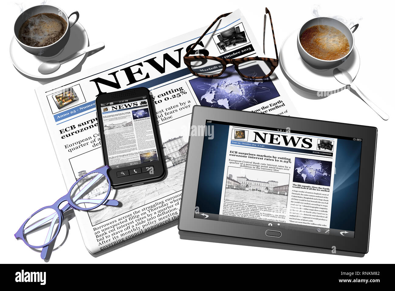 Journal tablette téléphone information Banque de photographies et d ...