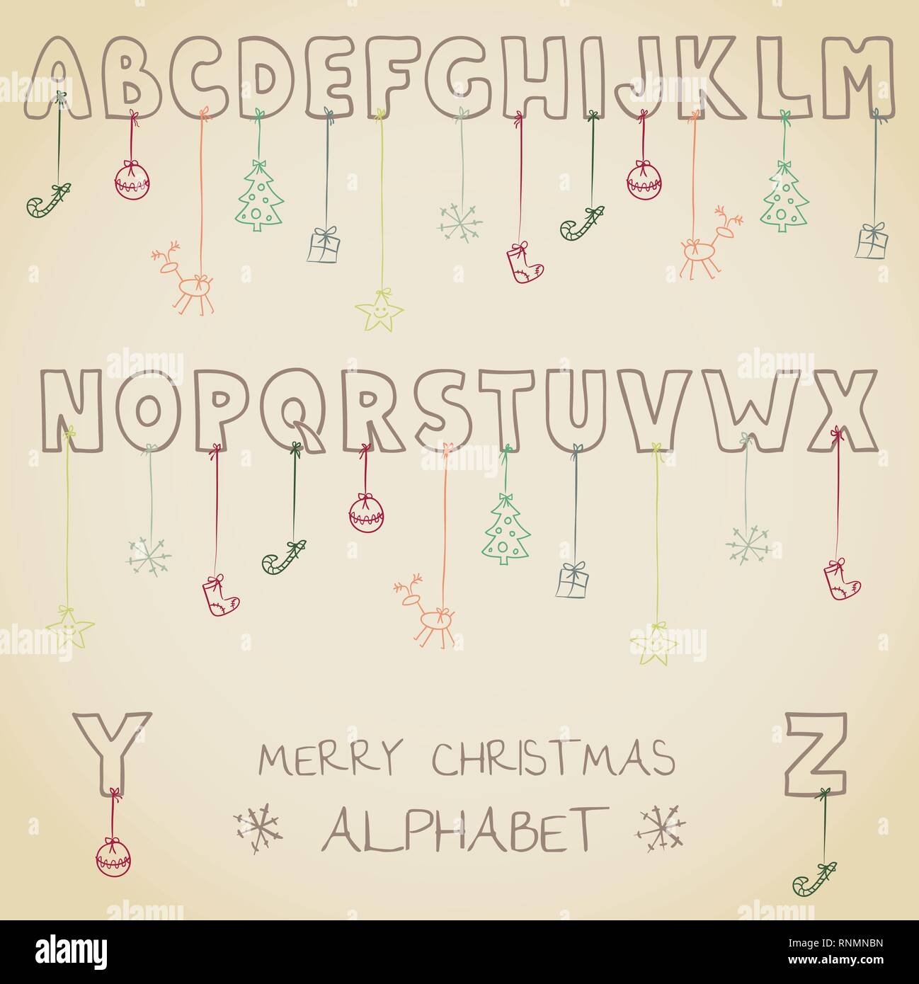 Christmas alphabet Banque d'images vectorielles - Alamy