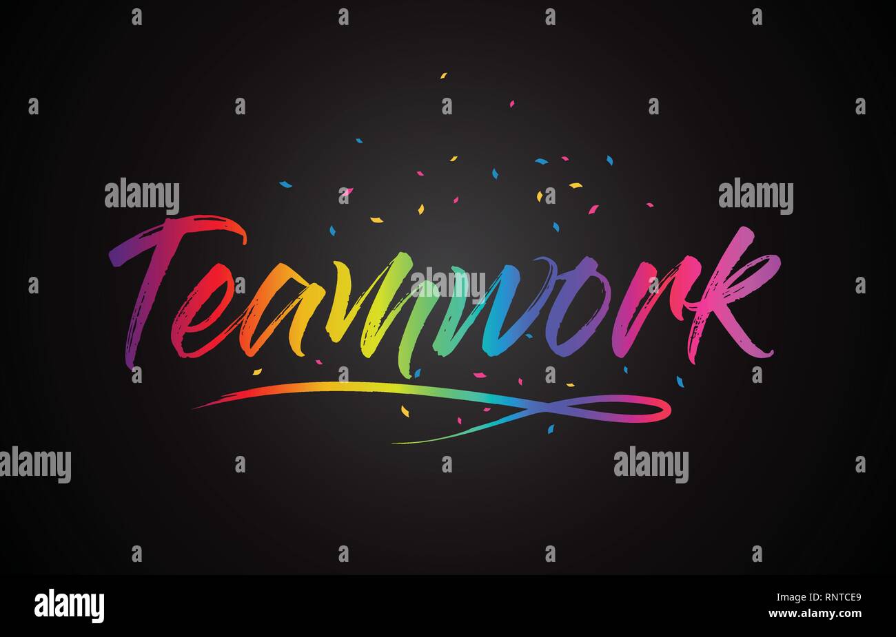 Le travail d'équipe mot Texte Arc-en-ciel, avec des couleurs vibrantes ...