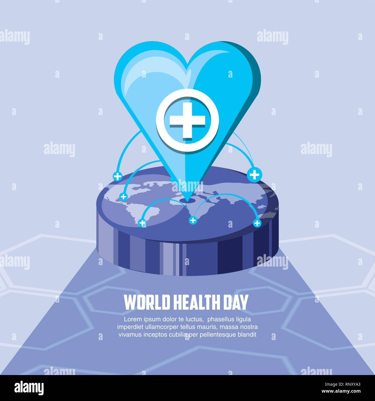 Carte de la journée mondiale de la santé avec la planète terre vector ...
