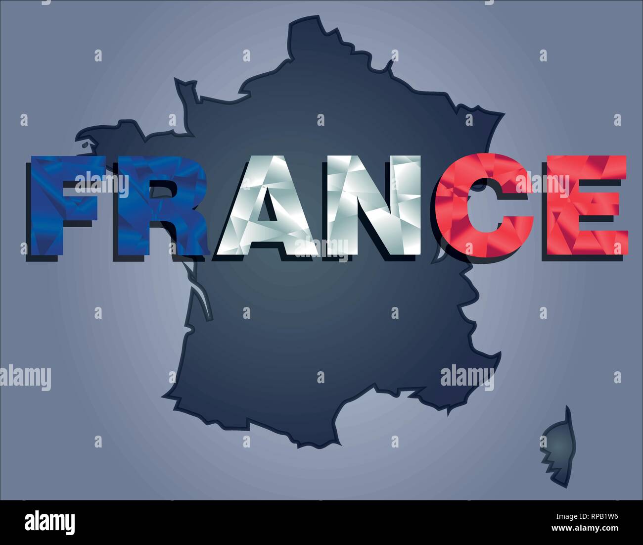 Les contours du territoire de la France dans les tons de gris et de ...